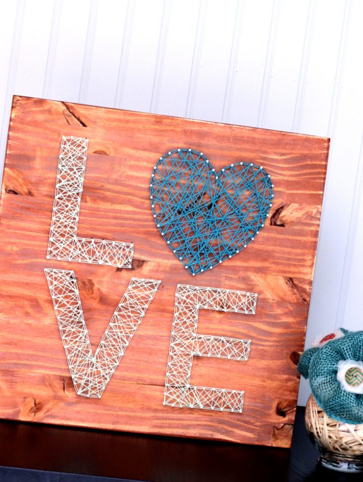 FREE template for L-O-V-E love string art project for Valentine's Day