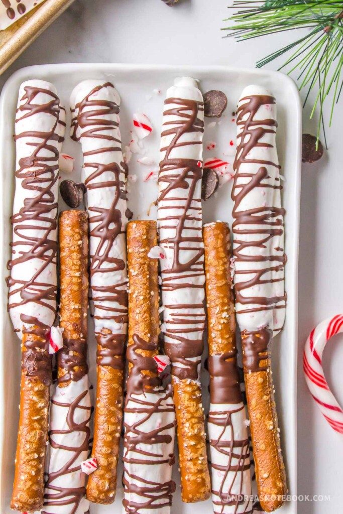 Mint Chocolate Pretzel Rods Christmas Candy Recipe