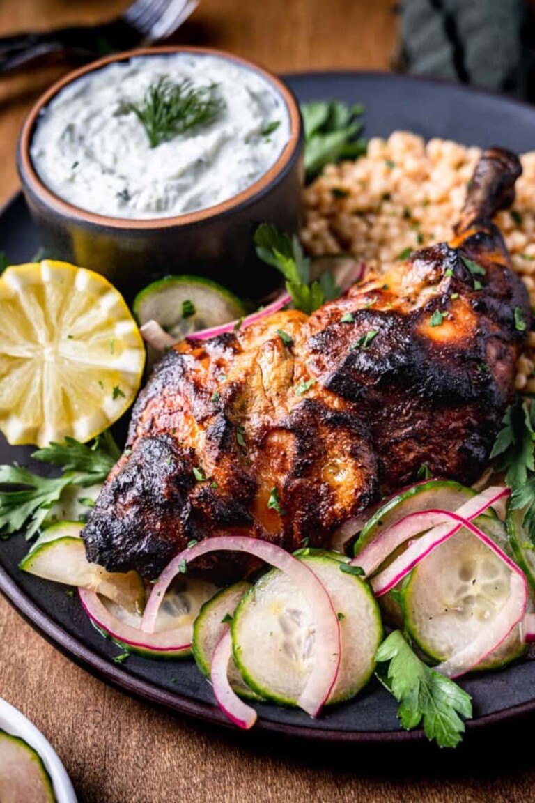 spiced yogurt roasted chicken leg quarters recipe - Andrea's Notebook